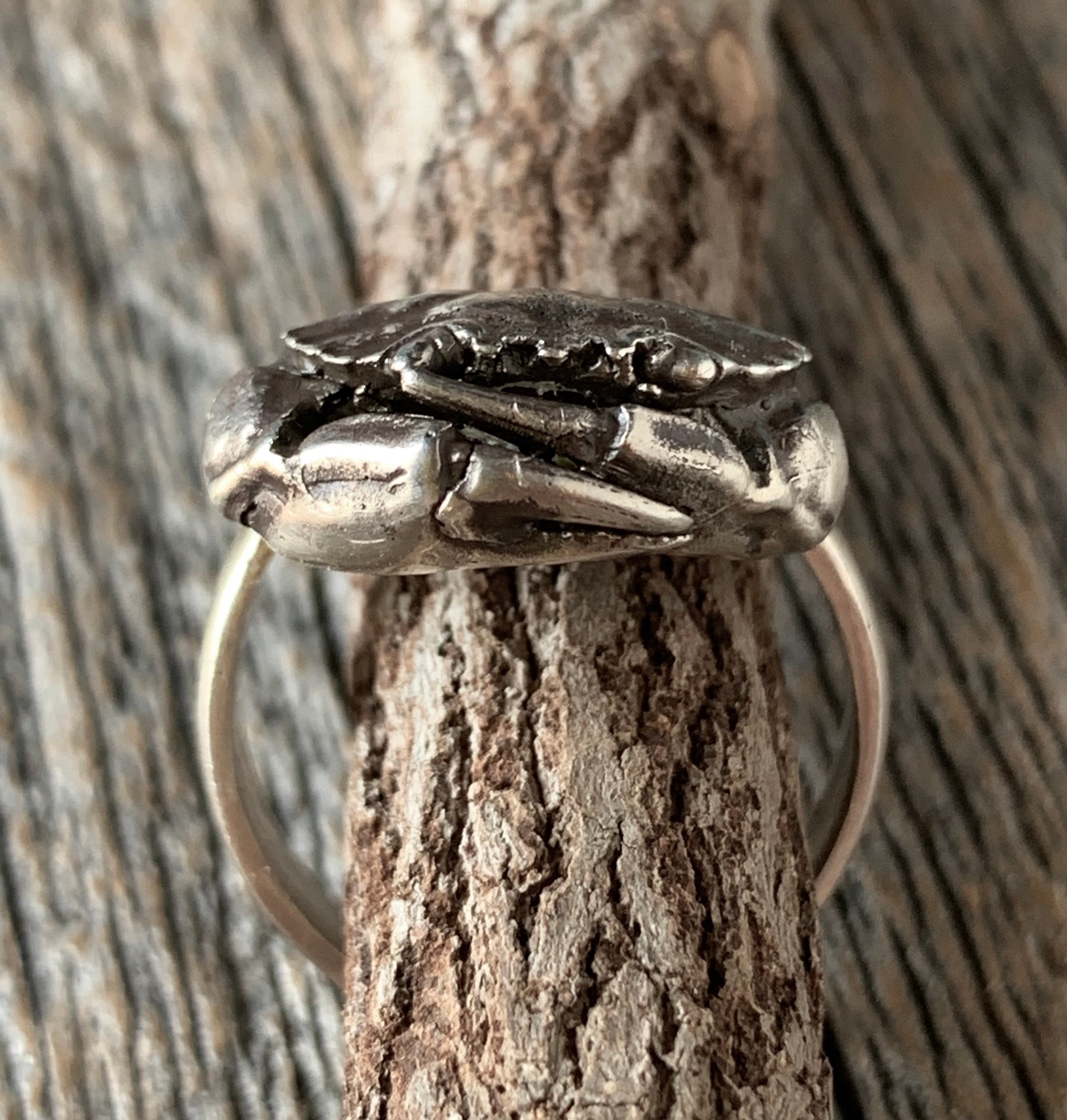 Cancer birthday CRAB shell sterling silver ring sz Made To | Etsy