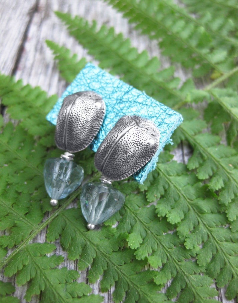 SCARAB Real Insect Earrings Sterling Silver and Faceted | Etsy