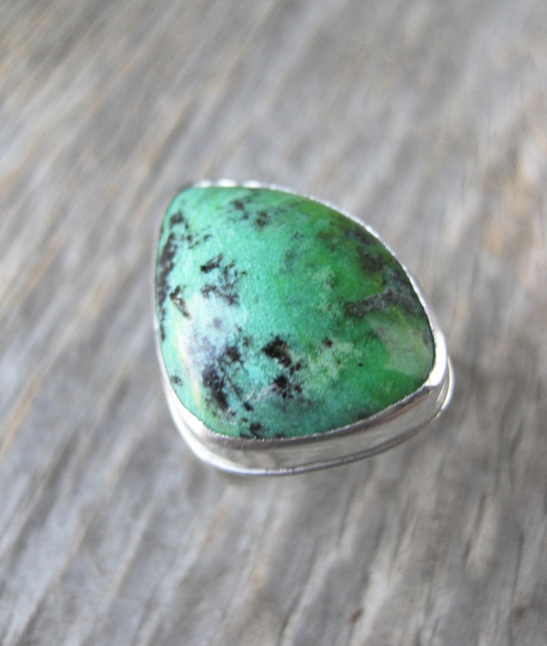 GREEN Parrot Wing CHRYSOCOLLA Ring Sterling Silver Size 7 - Etsy