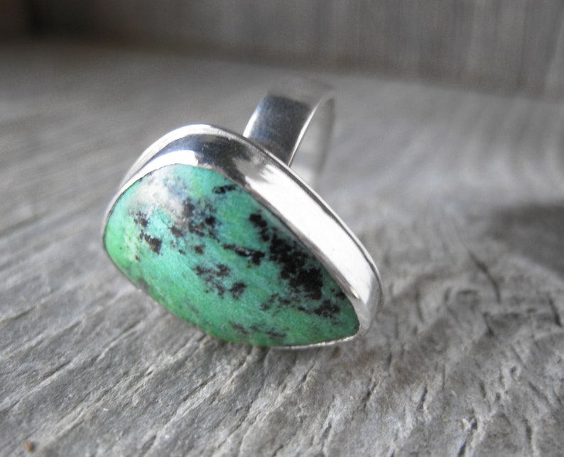 GREEN Parrot Wing CHRYSOCOLLA Ring Sterling Silver Size 7 - Etsy
