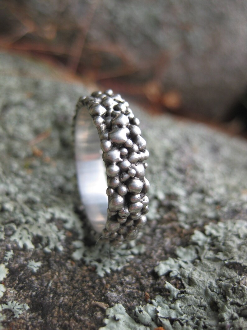 TINY BUBBLES Sterling Silver Rings Wedding Band Set Mens | Etsy