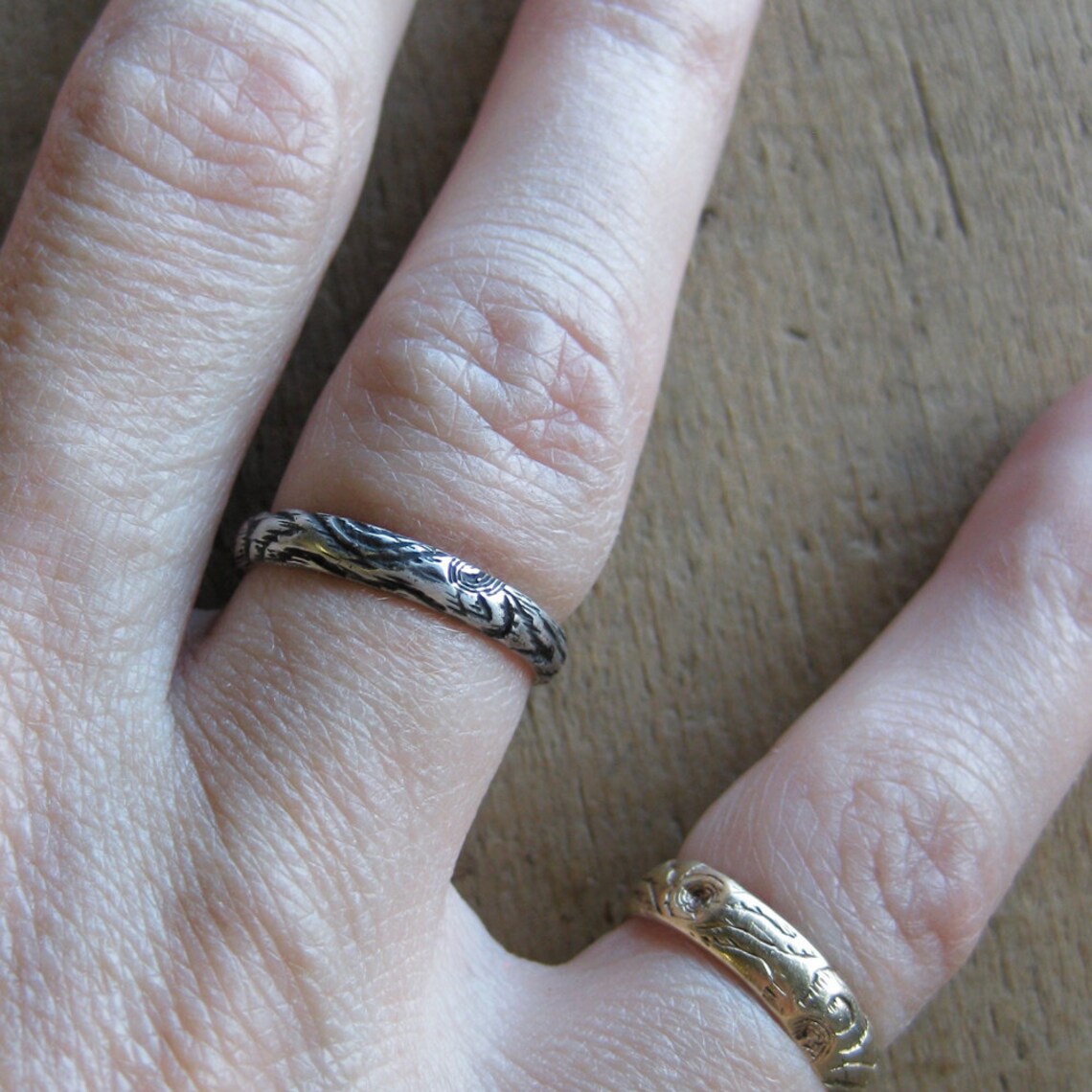 Wood Grain Ring THINNEST PLYWOOD Sterling Woodland Made to - Etsy