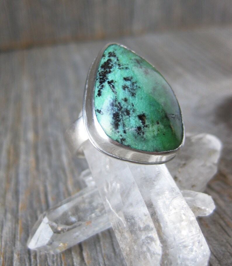 GREEN Parrot Wing CHRYSOCOLLA Ring Sterling Silver Size 7 - Etsy