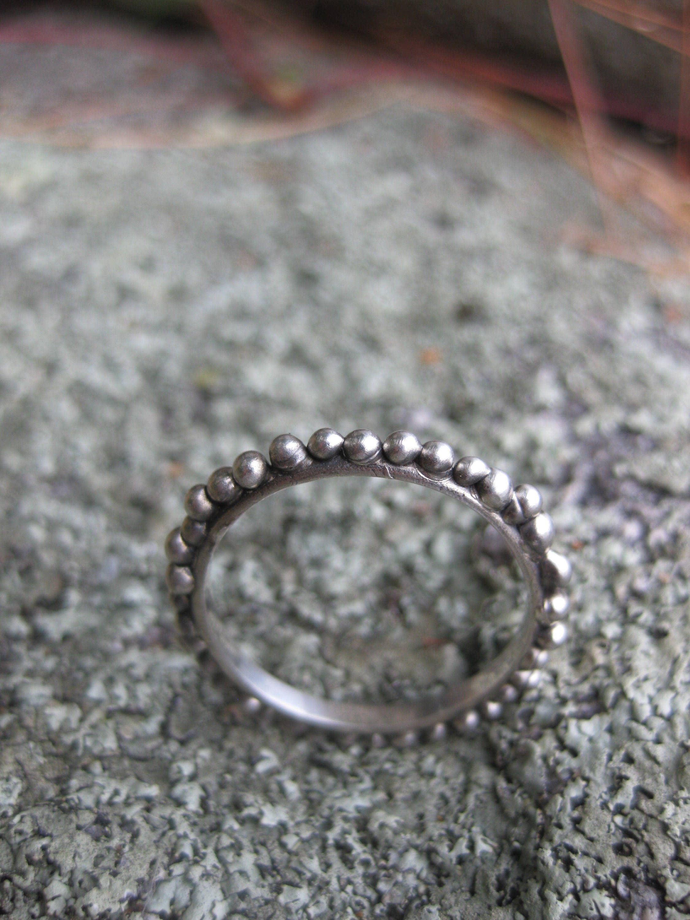 TINY BUBBLES sterling silver thin stacking ring stacker Made | Etsy