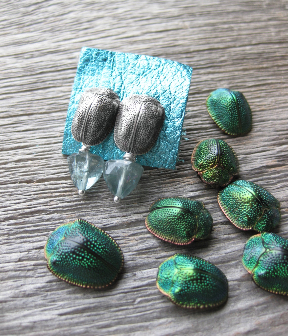 SCARAB Real Insect Earrings Sterling Silver and Faceted | Etsy