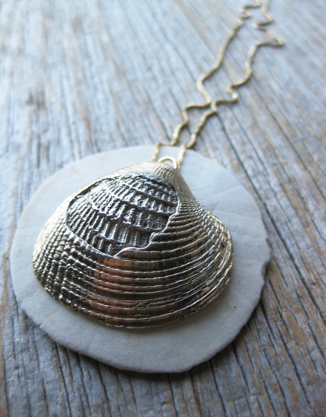TIDEPOOL Shell Collage Pendant, Sterling Silver Seashell Inside Brass ...