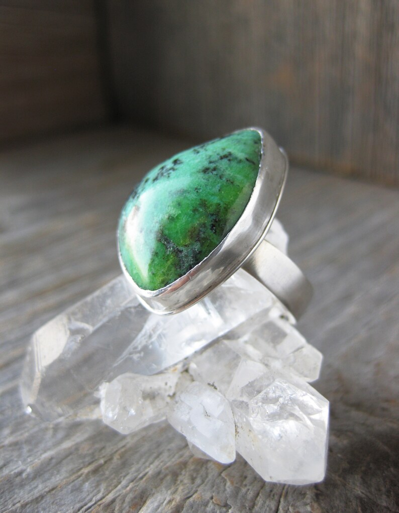 GREEN Parrot Wing CHRYSOCOLLA Ring Sterling Silver Size 7 - Etsy