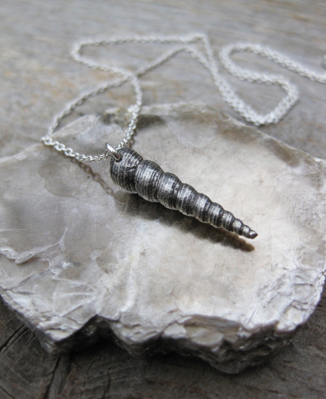 Seashell UNICORN of the Sea Oxidized Sterling Silver Necklace - Etsy