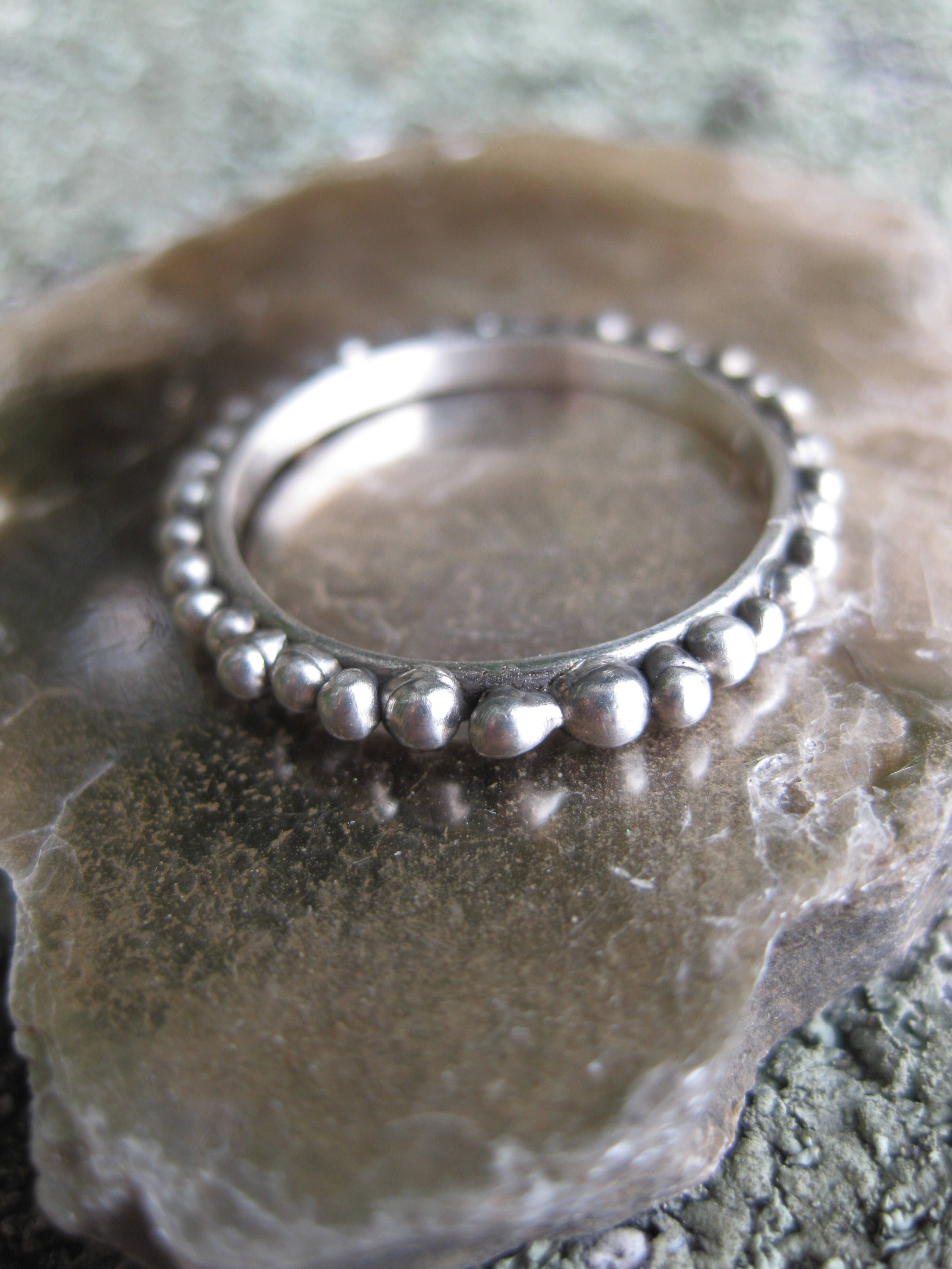 TINY BUBBLES Sterling Silver Thin Stacking Ring Stacker Made to Order Size - Etsy
