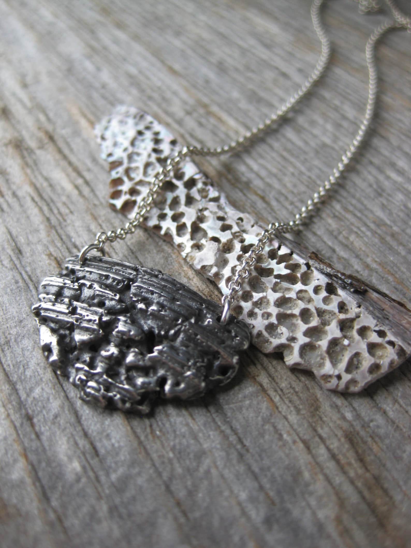 Fan Shell REMNANT Seashell Fragment Oxidized Sterling Silver | Etsy