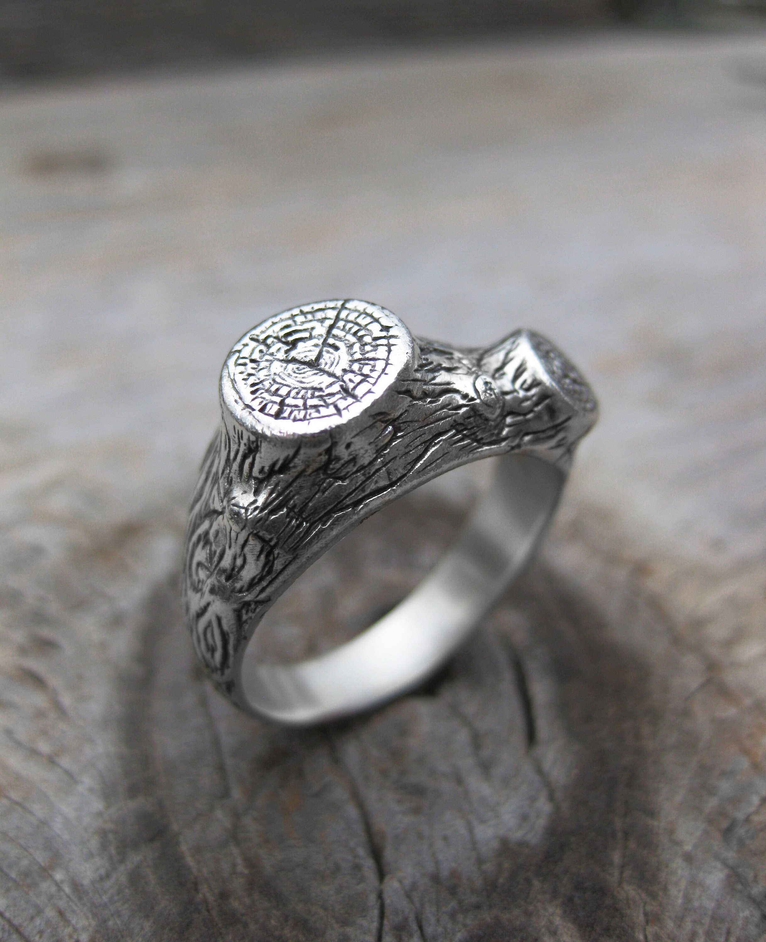 BRANCH woodgrain tree ring sterling silver Made to Order sizes | Etsy