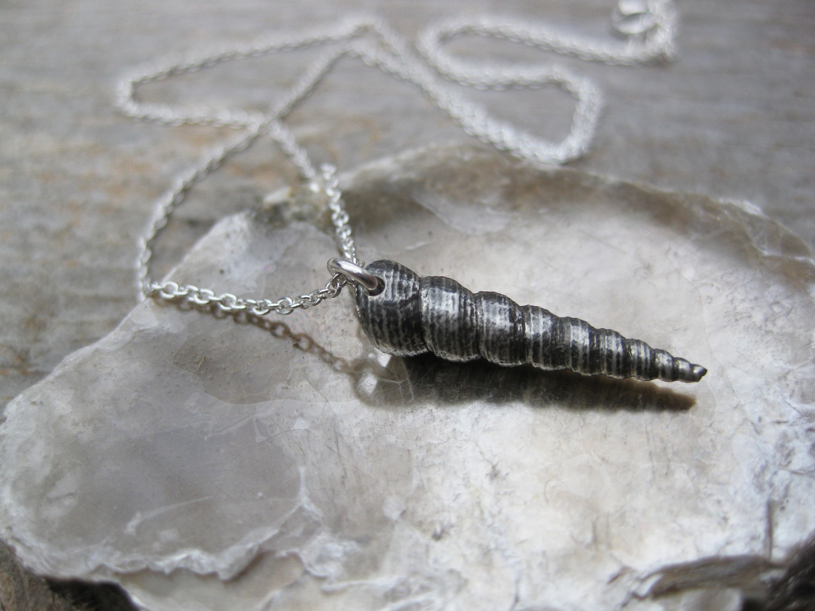 Seashell UNICORN of the Sea Oxidized Sterling Silver Necklace - Etsy