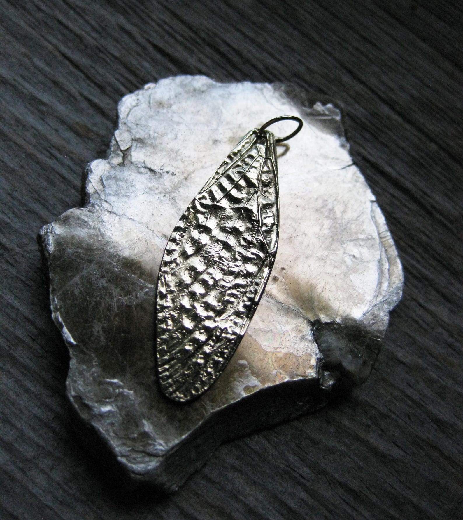 Gold CICADA WING Charm, Solid 14kt Yellow Gold Pendant - Etsy