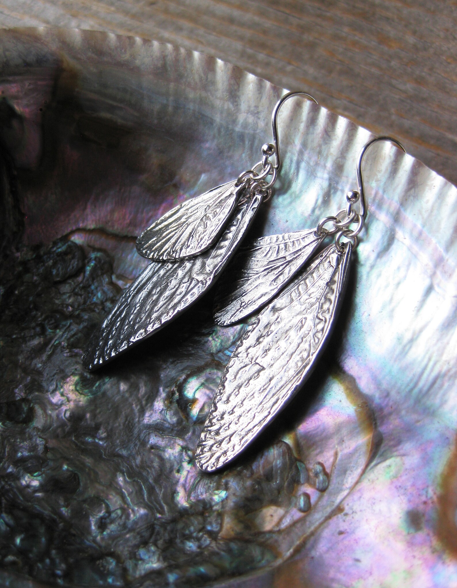 CICADA WINGS Flutter Earrings, Sterling Silver Earrings, Real Insect ...