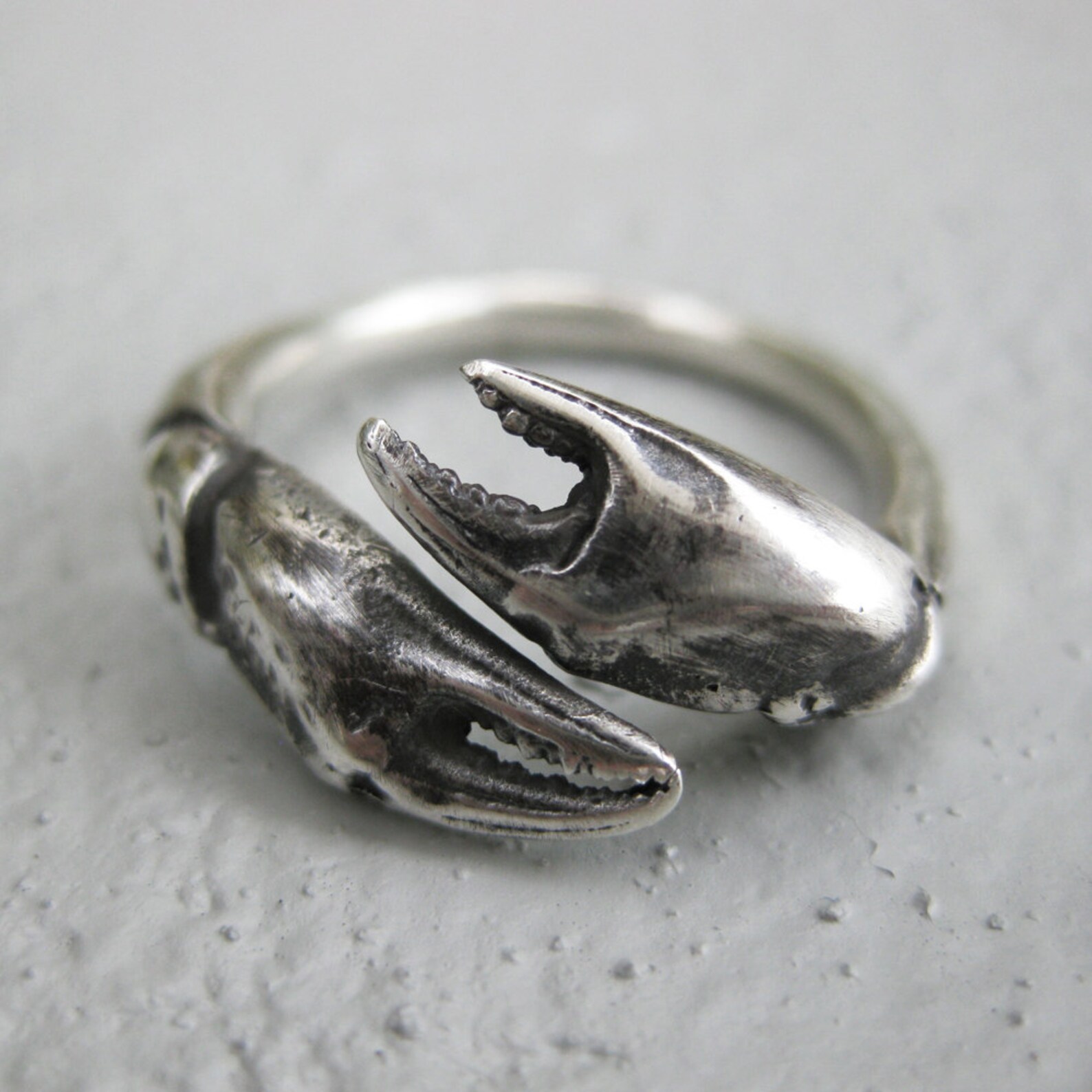 Seashell Crab Ring CLAW Sterling Silver Sea Shell ADJUSTABLE - Etsy