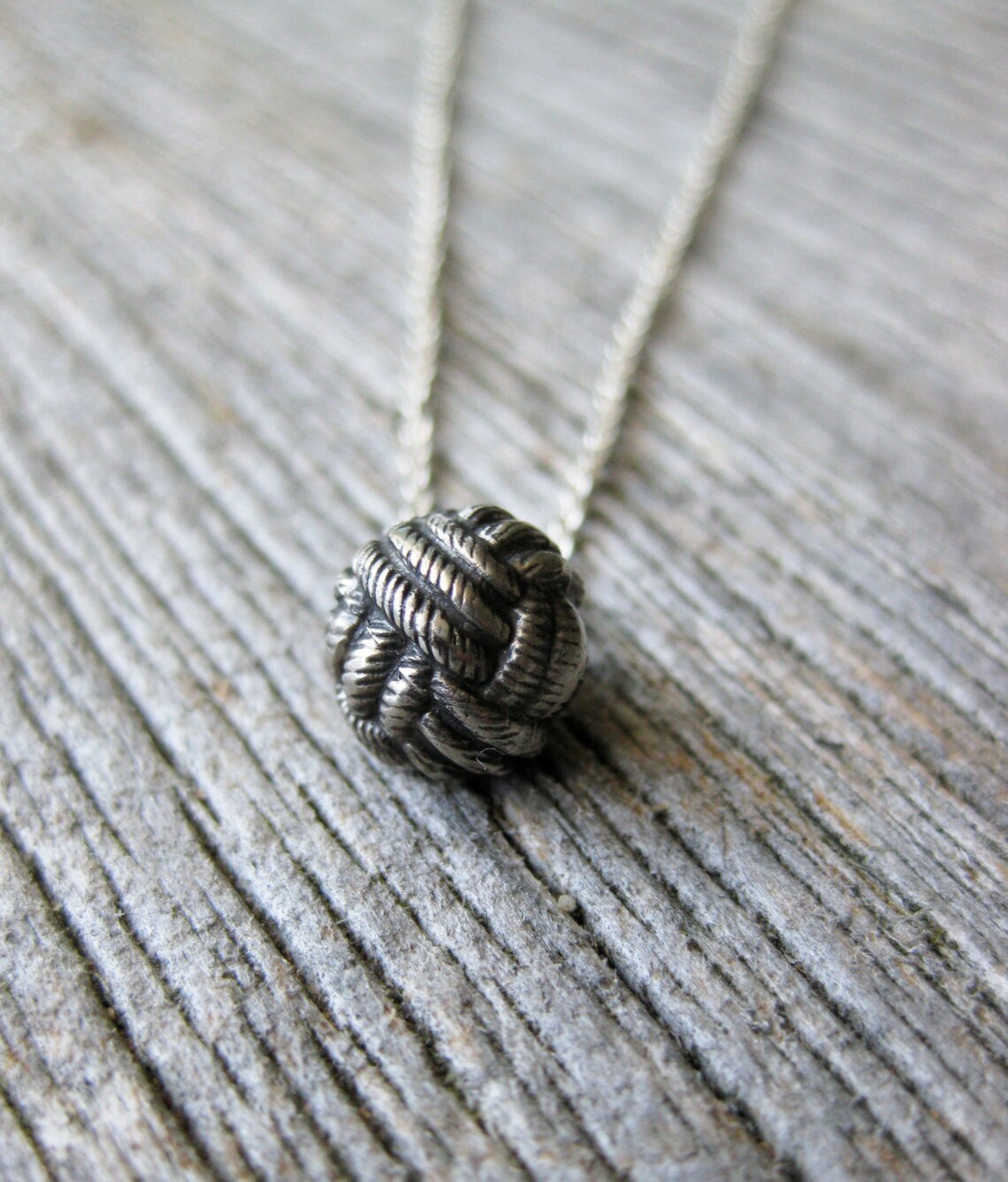 Monkey Fist KNOT Victorian Button Sterling Silver Necklace | Etsy