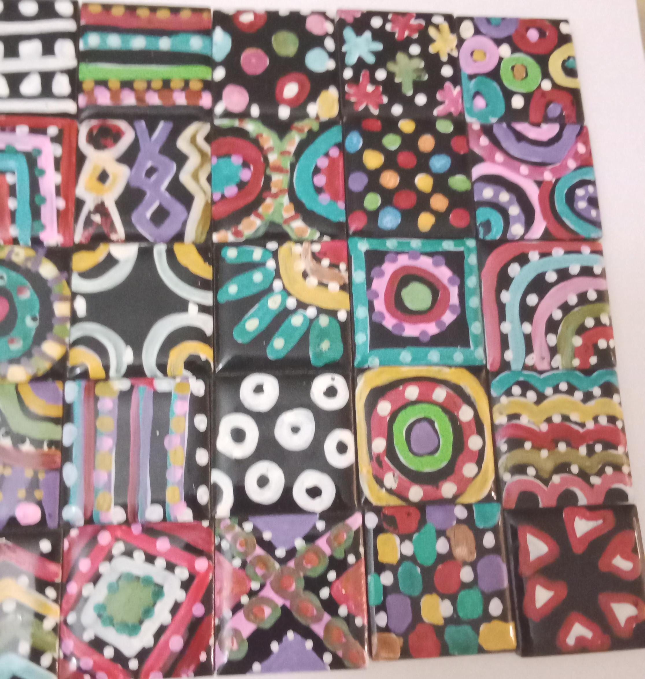WACKY QUILT Hand Painted Zany Patterns Tiles - Etsy
