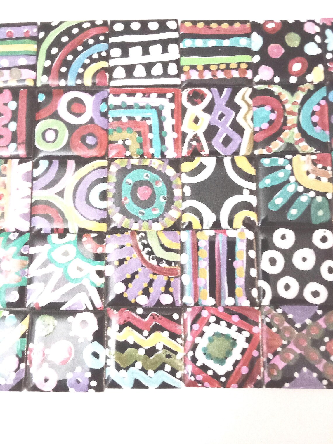 WACKY QUILT Hand Painted Zany Patterns Tiles - Etsy
