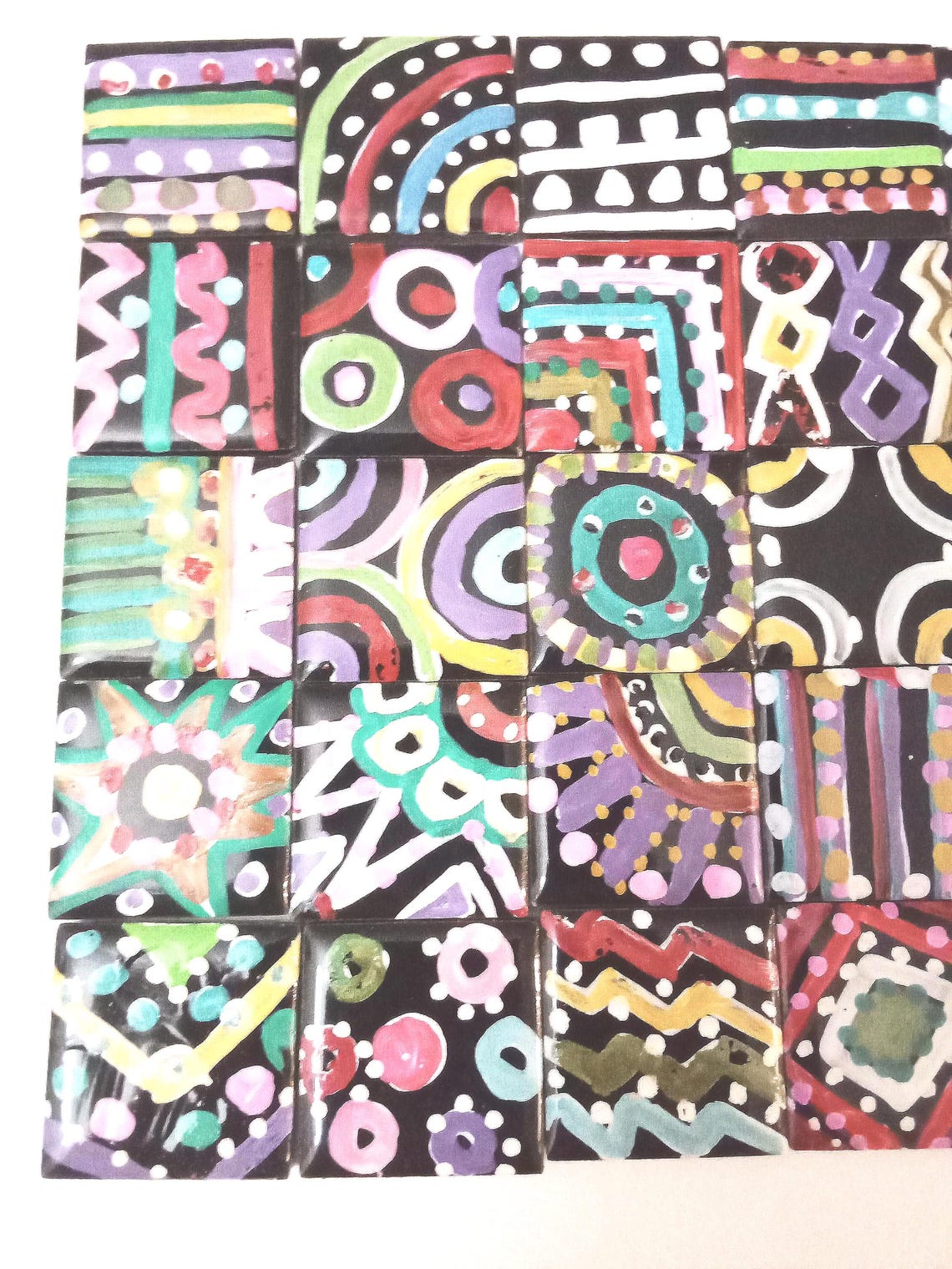 WACKY QUILT Hand Painted Zany Patterns Tiles - Etsy