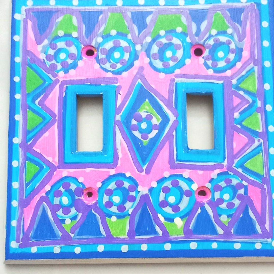 PINK PURPLE FUNKY Hand Painted Double Toggle Switch Plate - Etsy