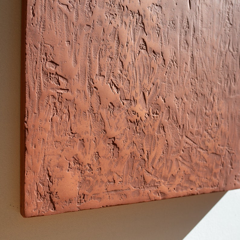 Japandi Red Textured Wall Art, Red Terracotta Earthy Artwork, Red ...