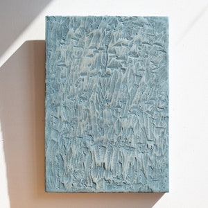 Japandi Blue Textured Wall Art, Blue Terracotta Earthy Artwork, Blue ...