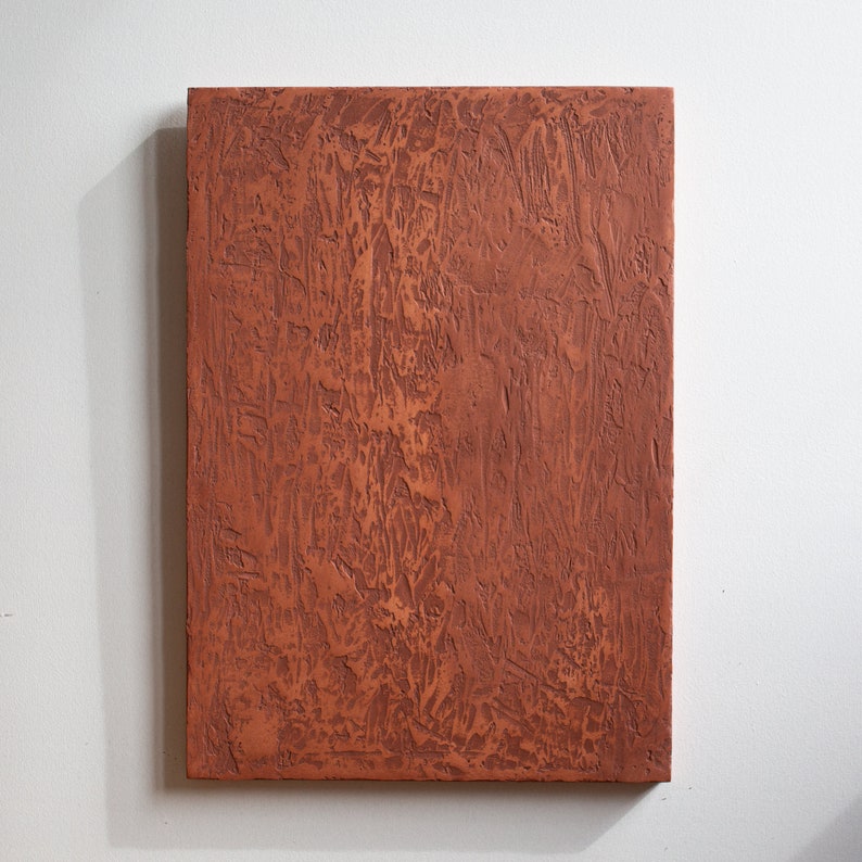 Japandi Red Textured Wall Art, Red Terracotta Earthy Artwork, Red ...