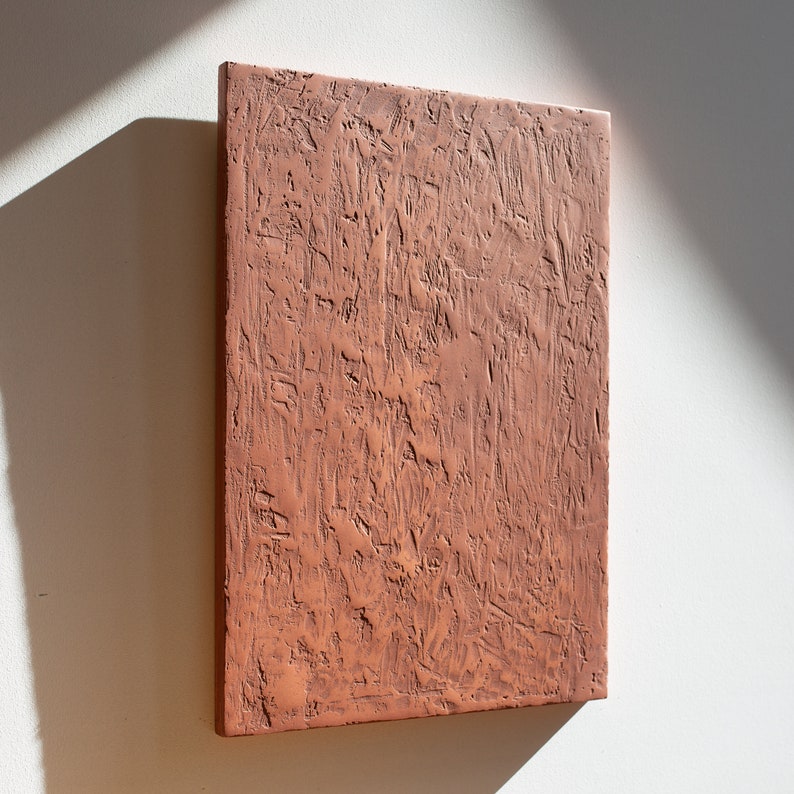 Japandi Red Textured Wall Art, Red Terracotta Earthy Artwork, Red ...