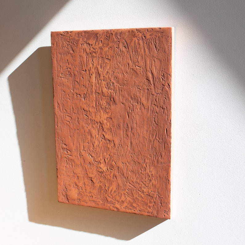 Japandi Red Textured Wall Art, Red Terracotta Earthy Artwork, Red ...