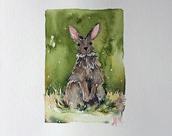 Watercolor rabbit | Etsy