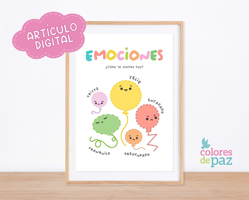 Spanish Emotions Poster, Mental Health, Educational, Anxiety ...