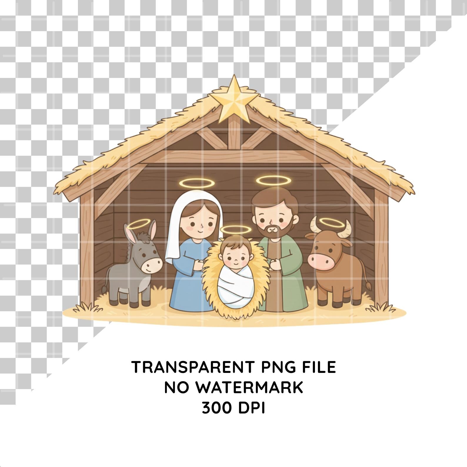 Cute Nativity Clipart | Christmas Digital Download | 35 PNG | Baby ...