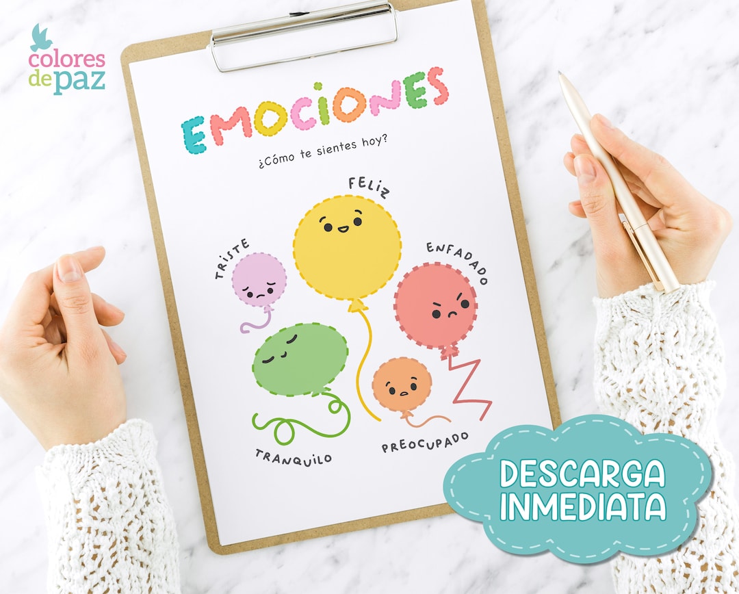 Spanish Emotions Poster, Mental Health, Educational, Anxiety ...