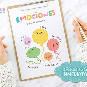 Emotions Poster Spanish, Mental Health, Educational, Anxiety ...
