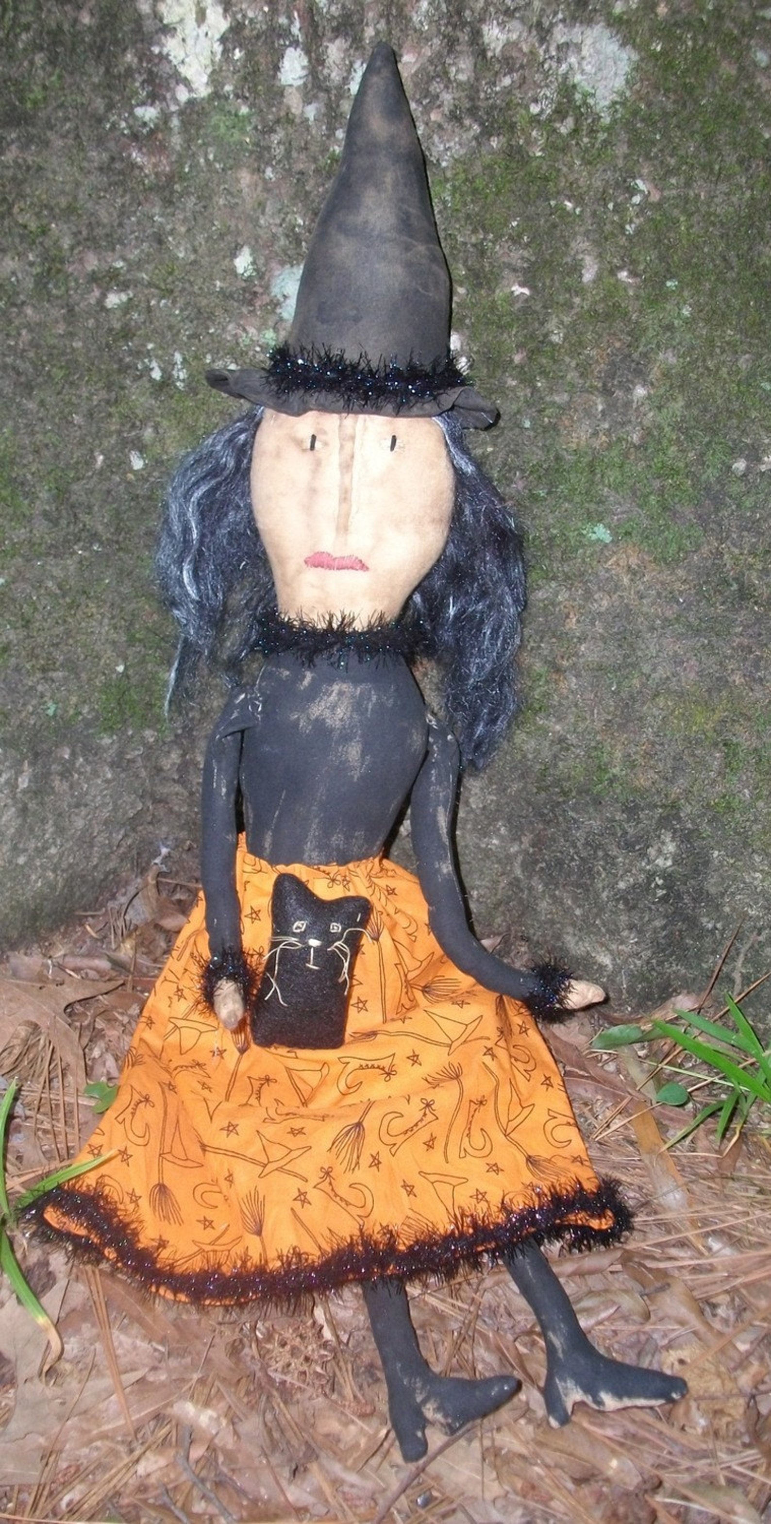 Primitive Halloween Witchiepoo With Cat - Etsy