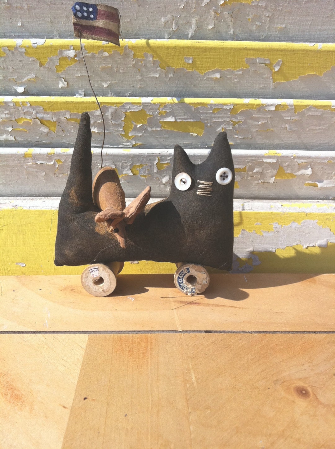 Primitive Doll Americana Cat Pull Toy - Etsy