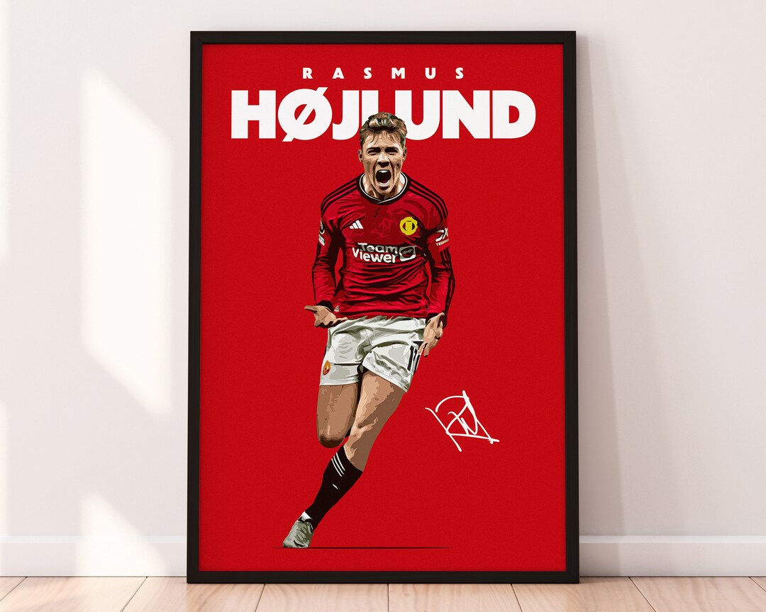 Hojlund Poster, Rasmus Hojlund 4K Printable Poster, United Soccer ...