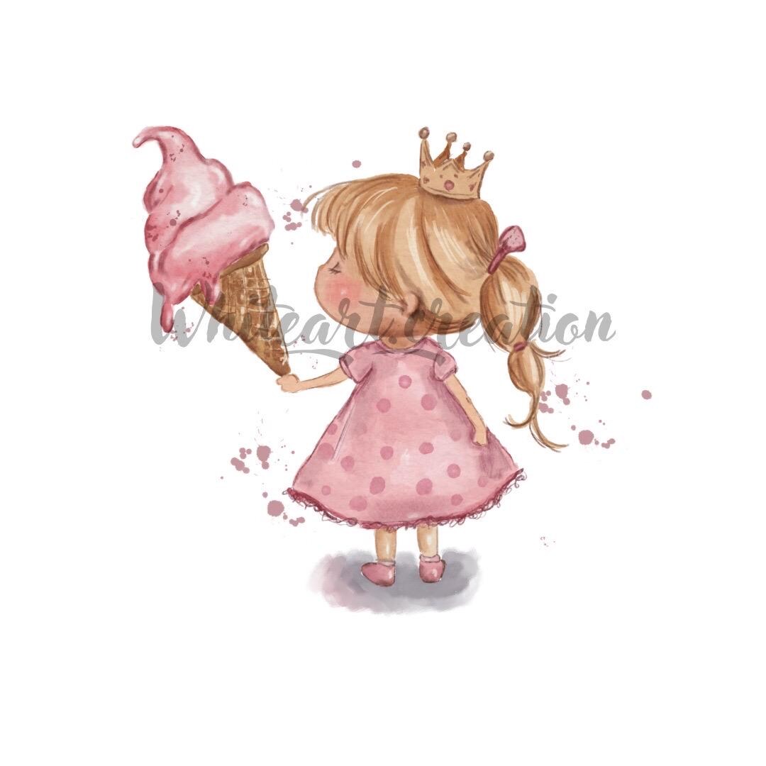 Clipart PNG Girl With Ice Cream, Crown, Nursery - Etsy