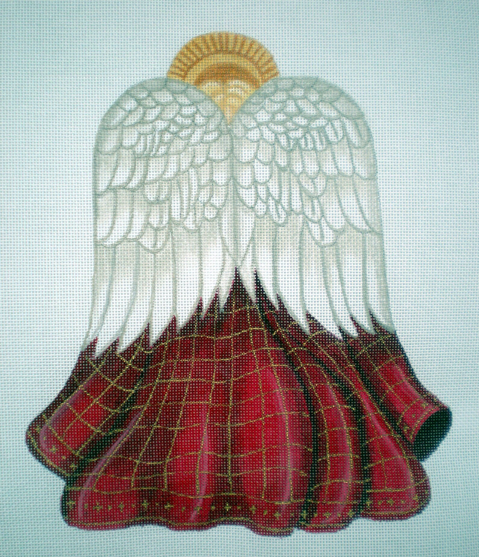 Needlepoint Canvas Handpainted 10"angel Tree Topper,front and Back on ...