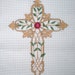 Needlepoint Canvas Handpainted Open Weave Cross With a Ruby Red Center ...
