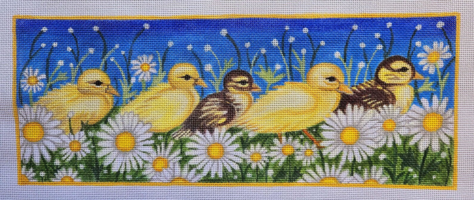 Needlepoint Canvas Handpainted Ducks and Daisies 13" X 5" on 18ct. - Etsy