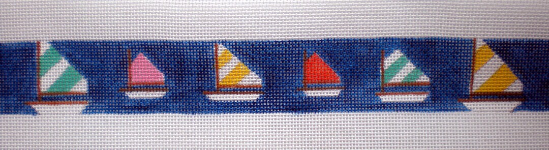 Needlepoint Canvas Handpainted Sailboat Belt on 18ct. - Etsy