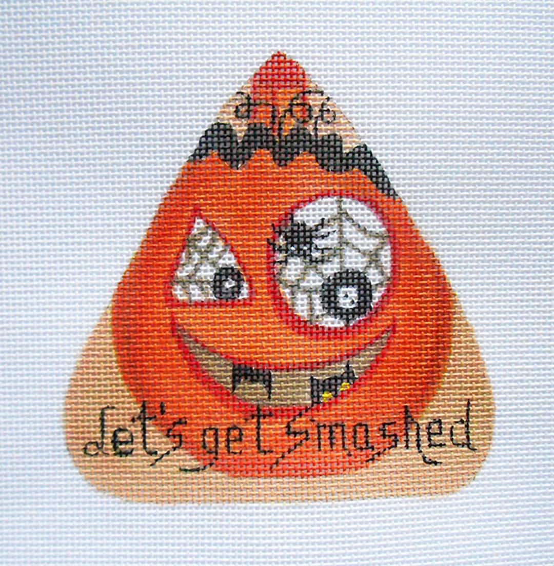 Needlepoint Canvas Handpainted 4" Let's Get Smashed on 18ct. - Etsy