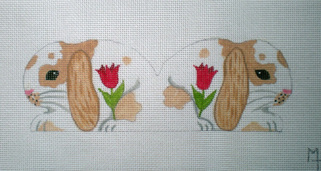 Needlepoint Canvas Handpainted 2 Sided Camel and White Flop Eared Bunny ...