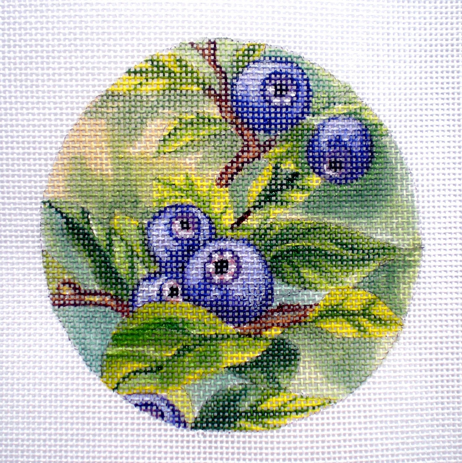 Handpainted Needlepoint Canvas 4" Blueberries 18ct. - Etsy