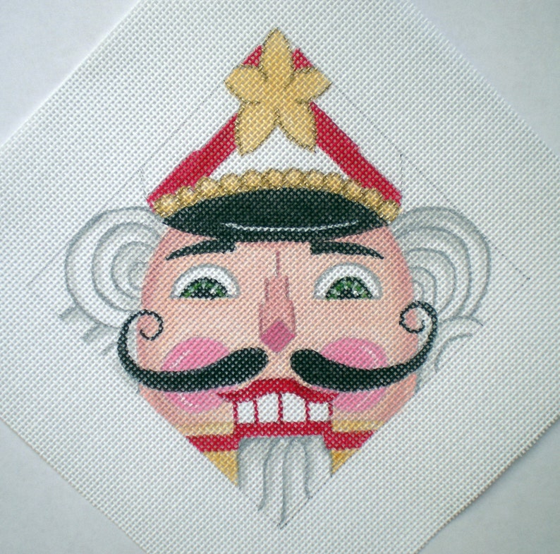 Needlepoint Canvas Handpainted Nutcracker in Red and Gold, 5.5" on 18ct ...