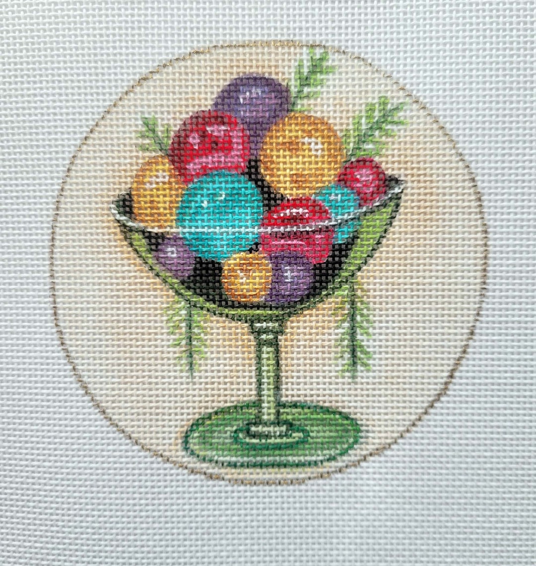Needlepoint Canvas Handpainted 4 Christmas Cocktail on 18ct. - Etsy