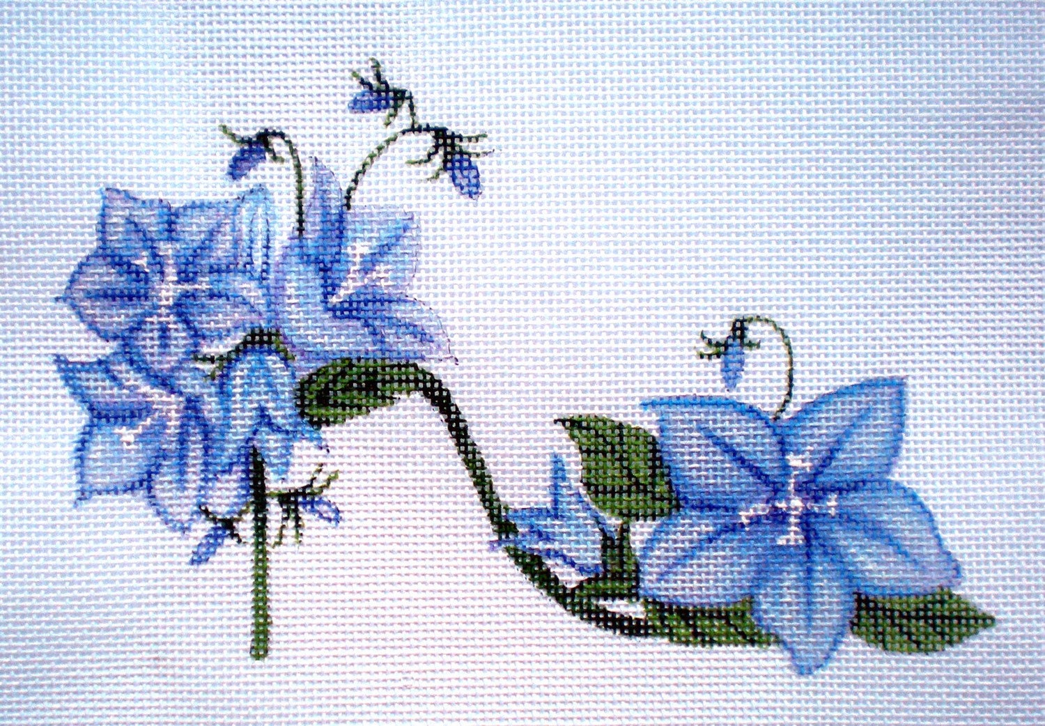 Needlepoint Canvas Handpainted Blue Bell Flower Slipper - Etsy