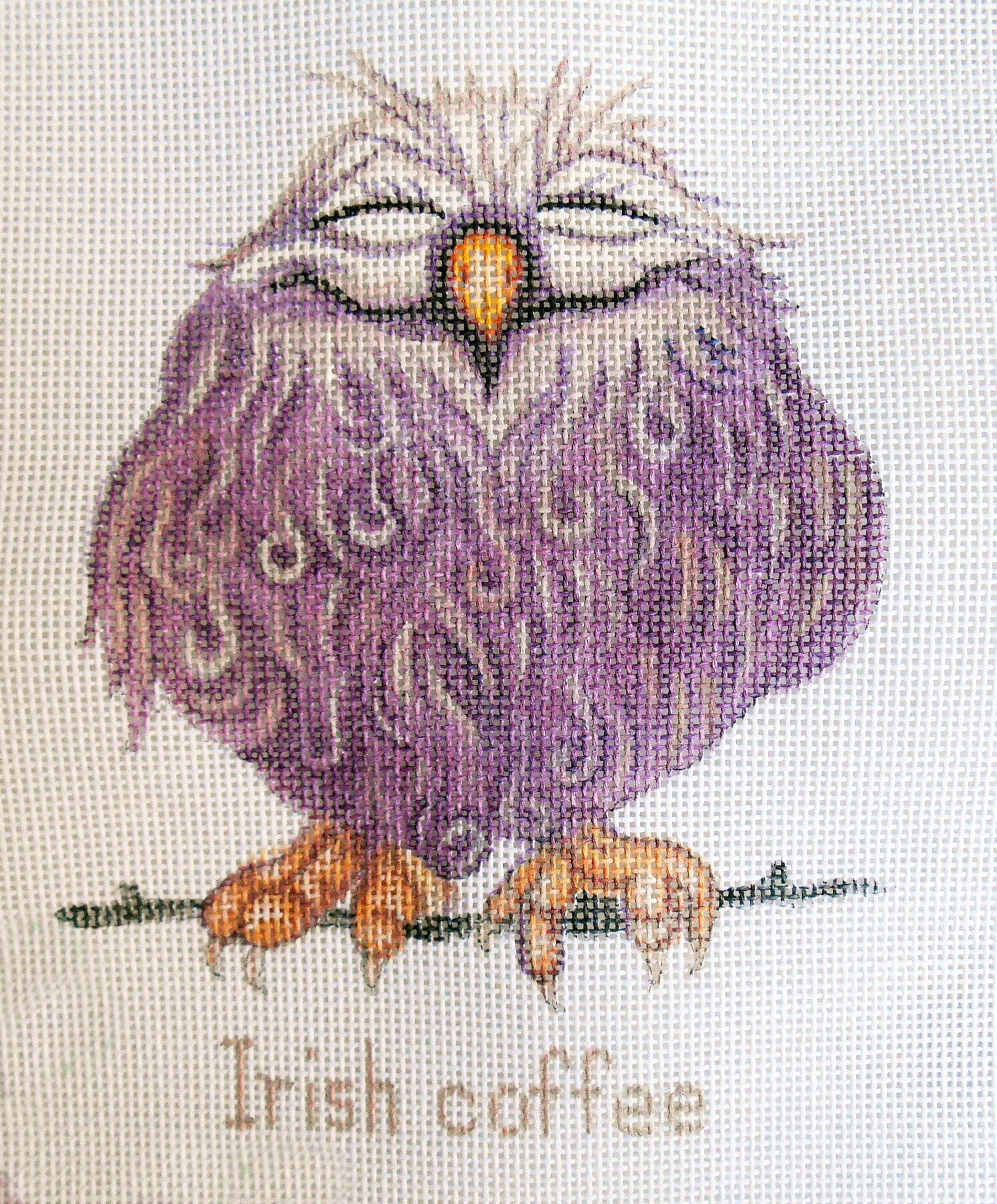 Needlepoint Canvas Handpainted 4"x 5" Irish Coffee Owl on 18ct. - Etsy