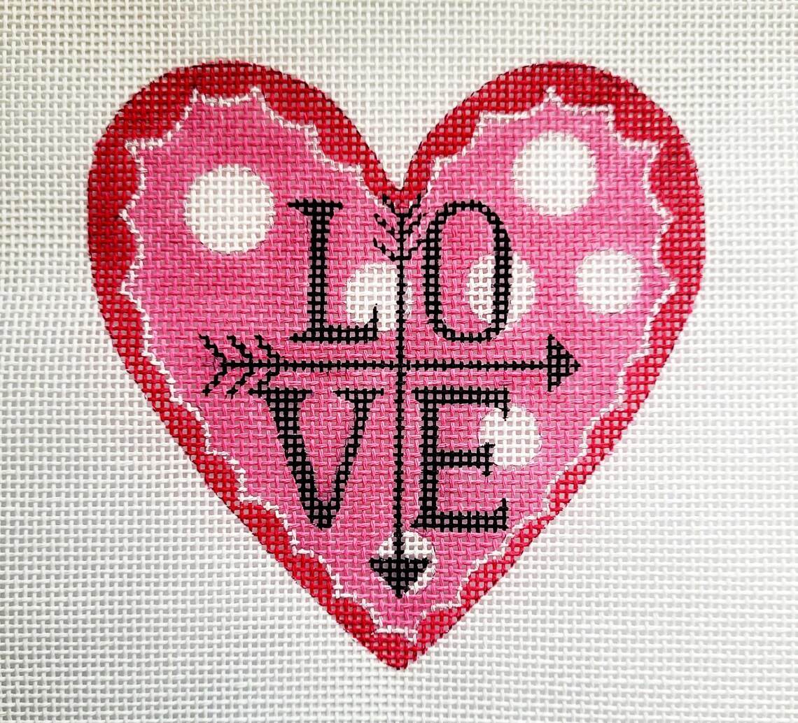 Needlepoint Canvas Handpainted 5" Love Heart on 14ct. - Etsy